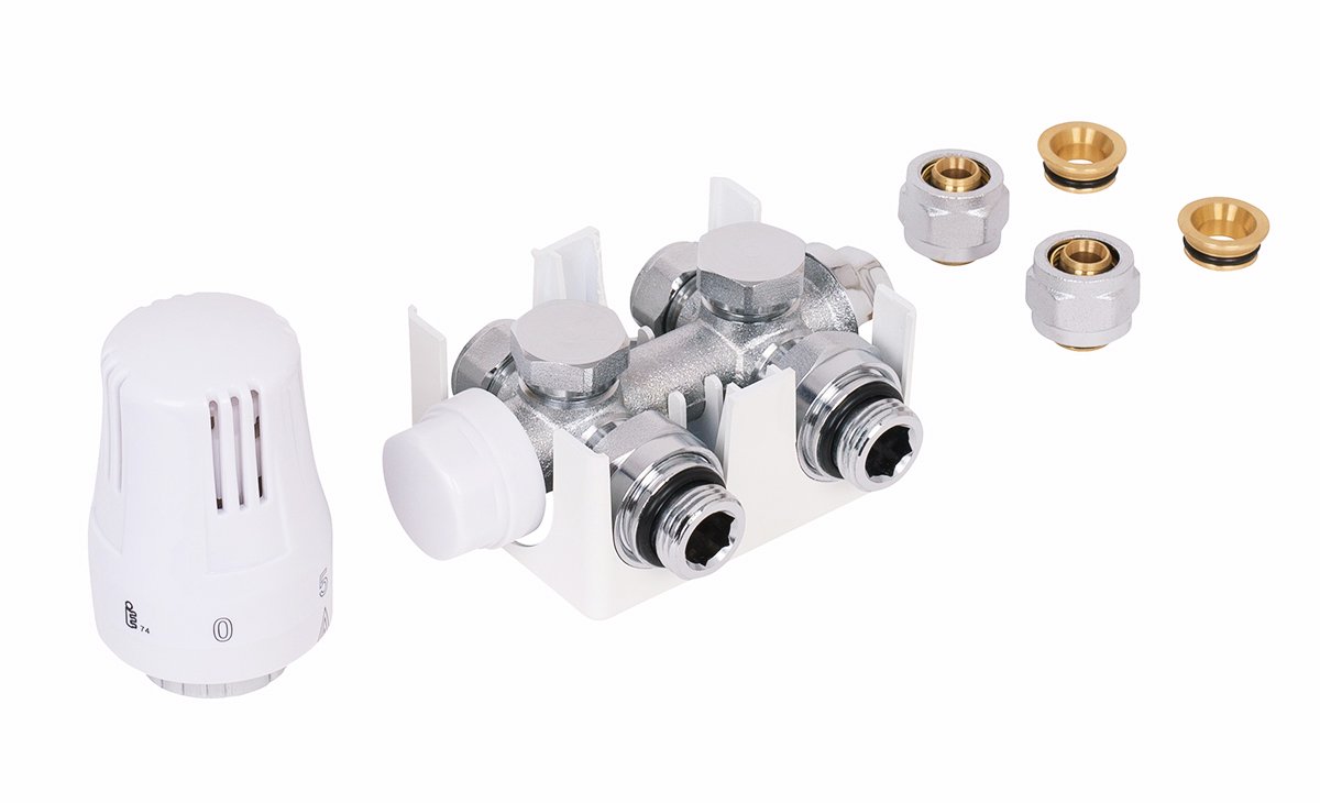 Straight Angle Square Designer White Chrome Radiator Valves ...
