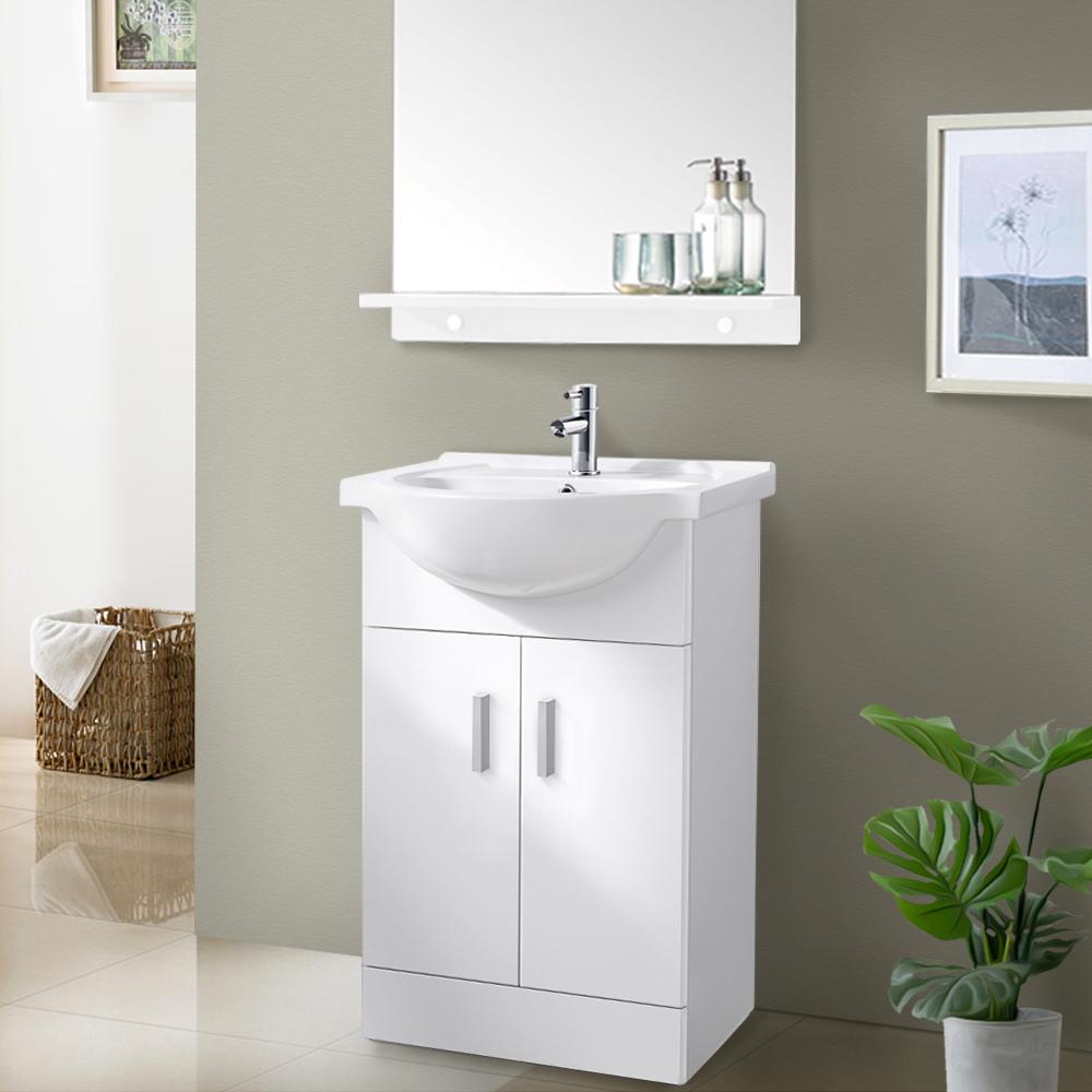 550mm White Basin Vanity Unit Sink Cabinet Bathroom Storage Furniture ...