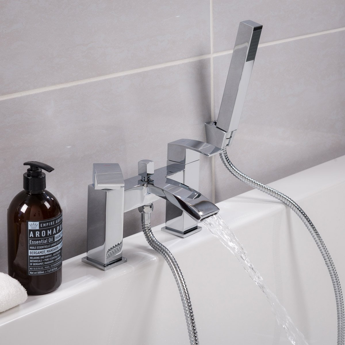Modern Bathroom Tap Square Waterfall Basin Bath Filler Shower Mixer ...