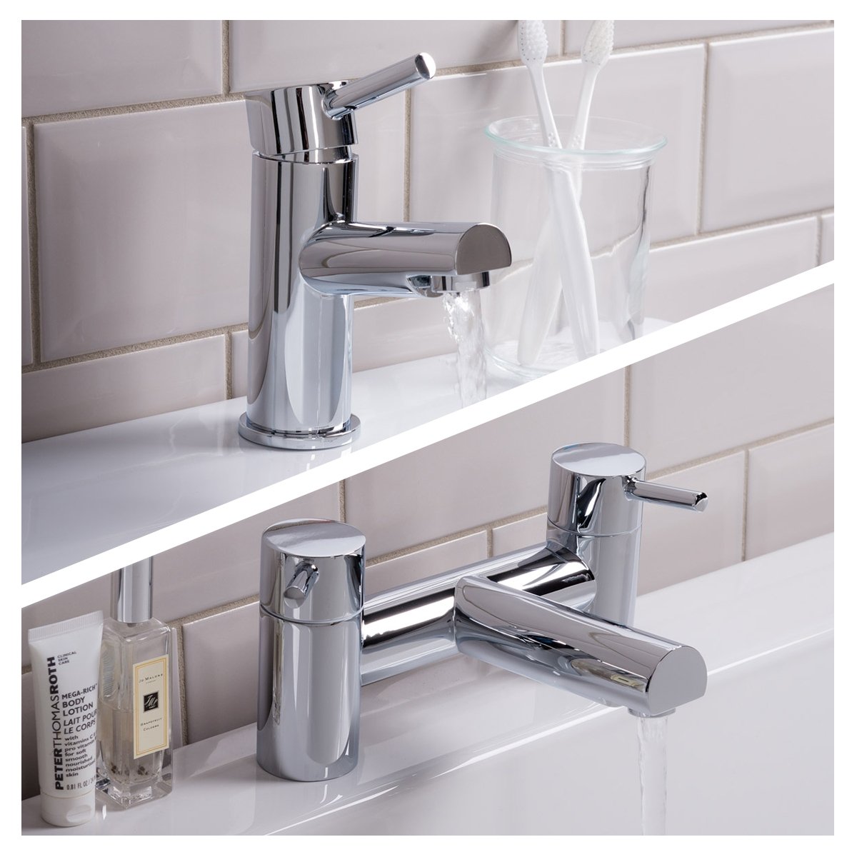 Modern Bathroom Tap Square Waterfall Basin Bath Filler Shower Mixer ...
