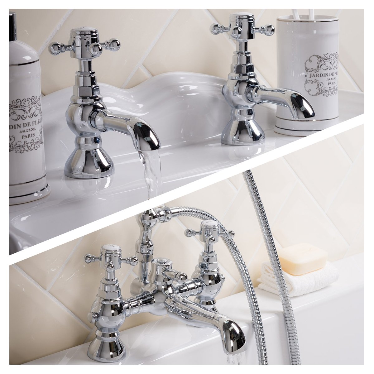 Modern Bathroom Tap Square Waterfall Basin Bath Filler Shower Mixer ...