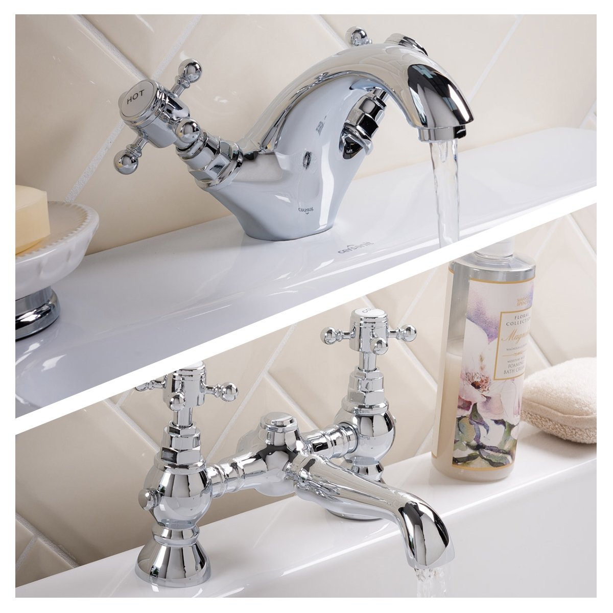 Modern Bathroom Tap Square Waterfall Basin Bath Filler Shower Mixer ...