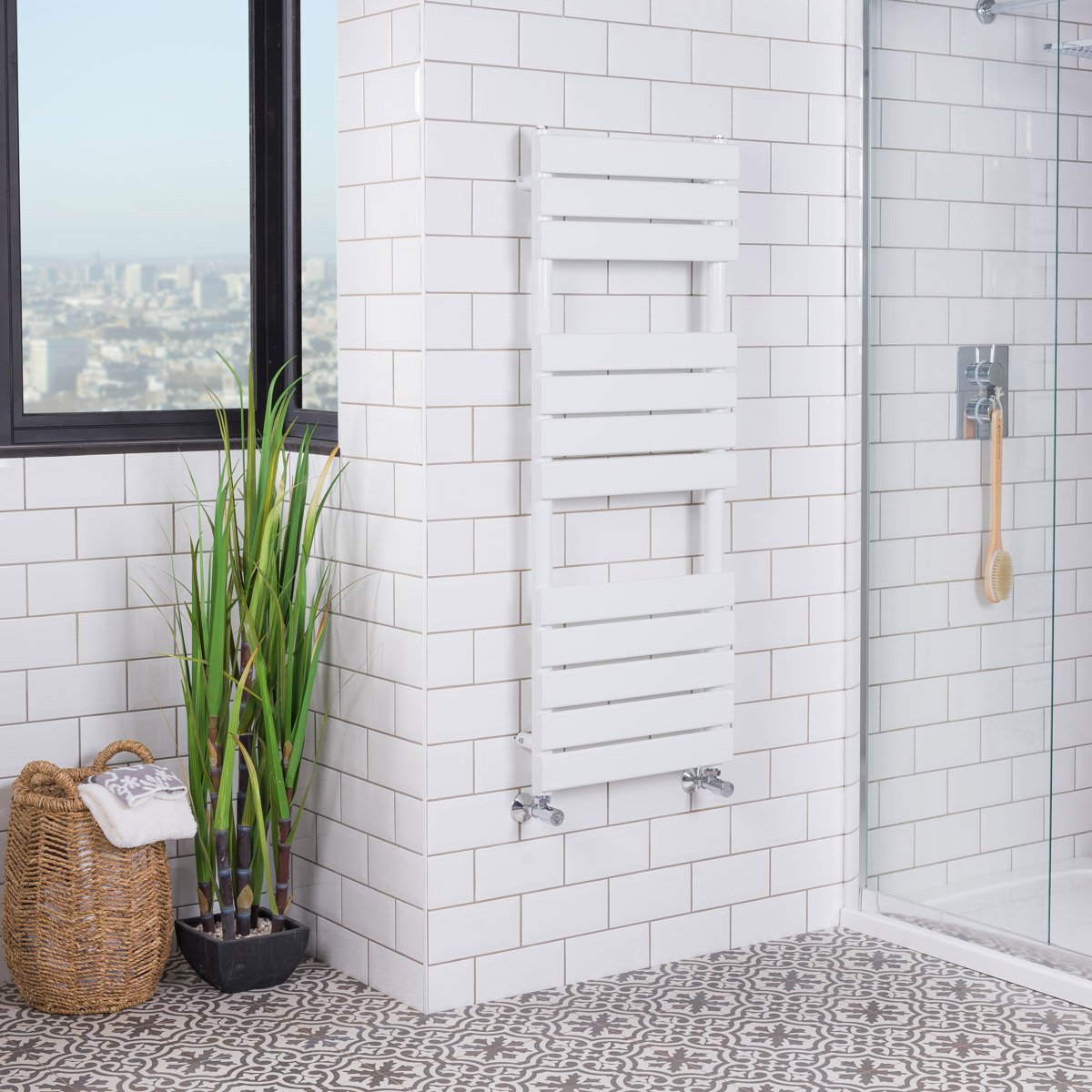 Minimalist Bathroom Flat Panel Heated Towel Rail Radiator Rad 1200 x ...