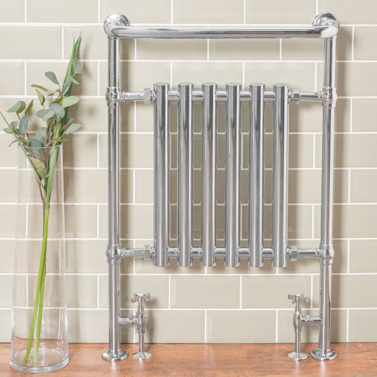 Traditional Radiator Victorian Heated Bathroom Chrome White Grey Towel ...
