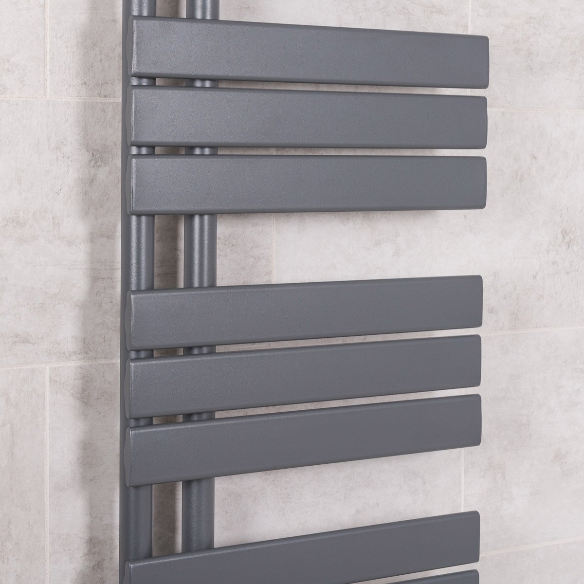 Heated Towel Rail Bathroom Radiator Designer Flat Panel - Grey | Chrome ...