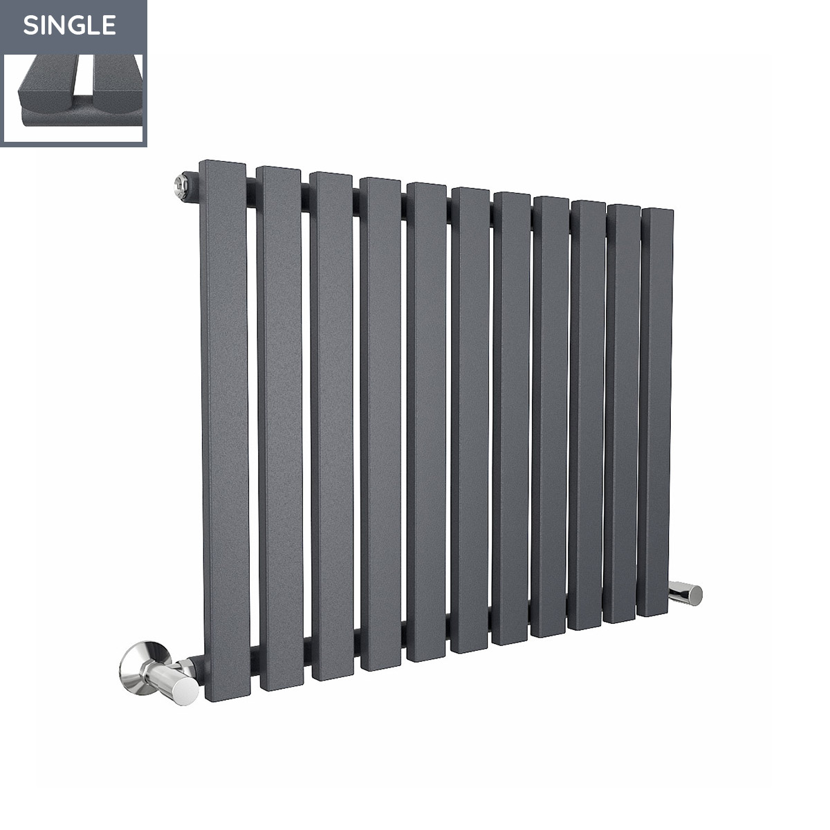 Horizontal Column Designer Radiator Flat Panel Single Grey Anthracite ...